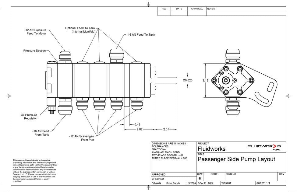 Fluidworks 3 Stage Belt Drive Racing Dry Sump Oil Pump (Standard Rotat ...