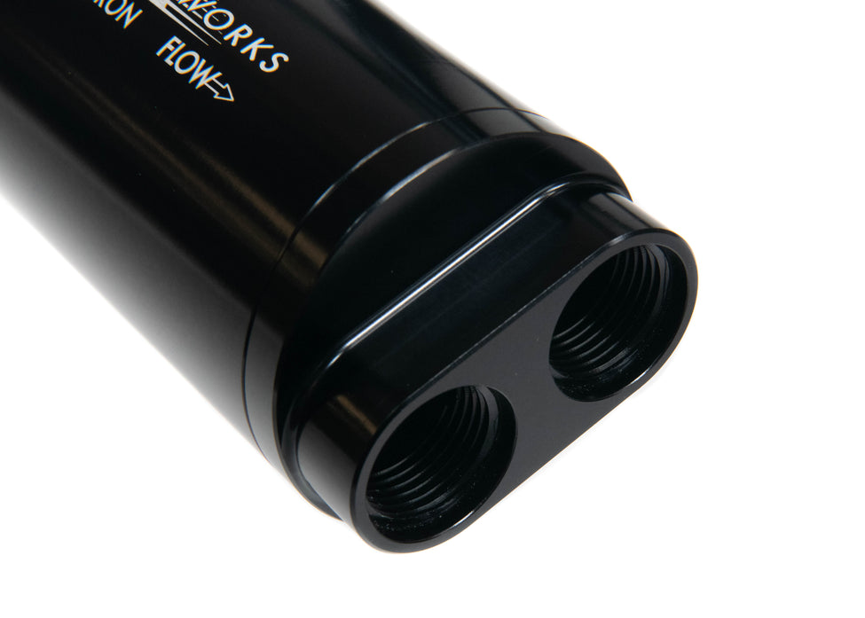 Motion Raceworks Dual 10ORB Outlet Post Fuel Filter w/ Mount (10 Micro